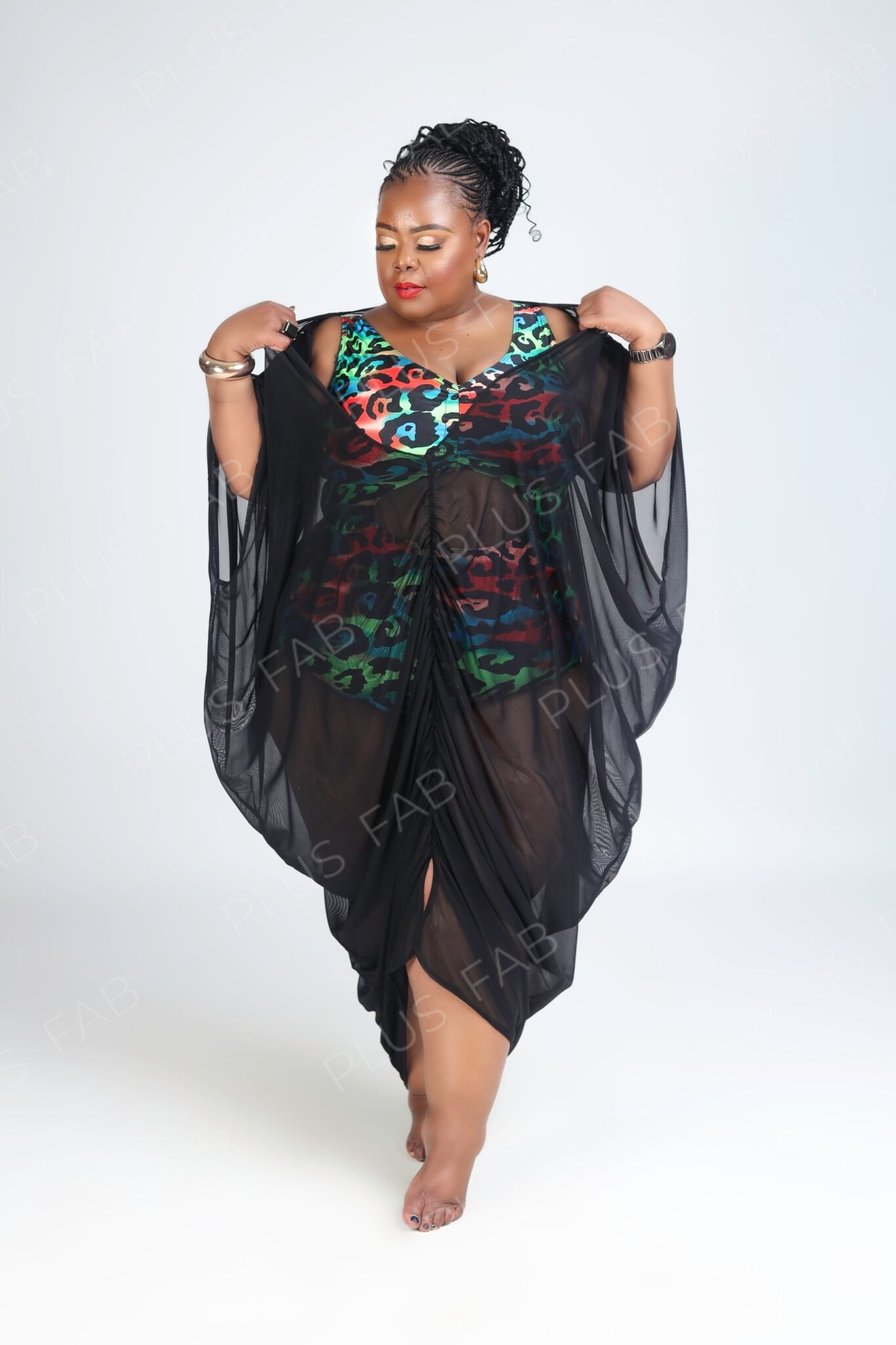 Ruby Jubilee Swimsuit Combo (Black) – Plus Fab